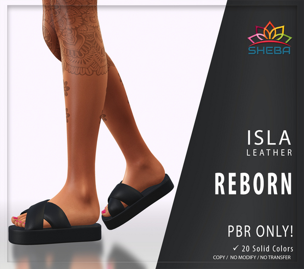 Second Life Marketplace - Isla Cross Puffy Slides Sandals *Leather ...